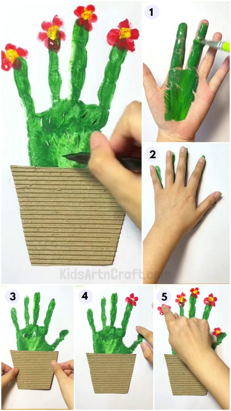 DIY Handprint Cactus Artwork For kids To Try At Home - Kids Art & Craft