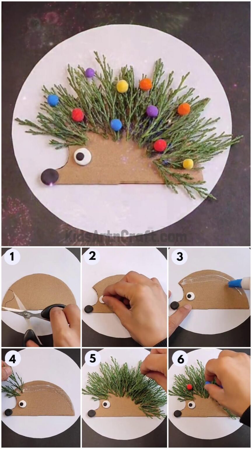 DIY Hedgehog Leaf Craft Step by Step Tutorial for kids - Kids Art & Craft
