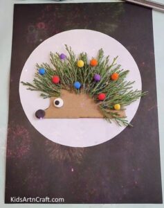 DIY Hedgehog Leaf Craft Step by Step Tutorial for kids - Kids Art & Craft