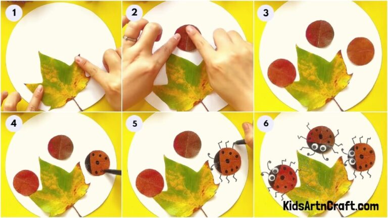DIY Ladybug Leaf Craft Step-by-Step Tutorial For Beginners - Kids Art ...