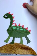 DIY Leaf Art Dinosaur Step by Step Tutorial For Kids - Kids Art & Craft