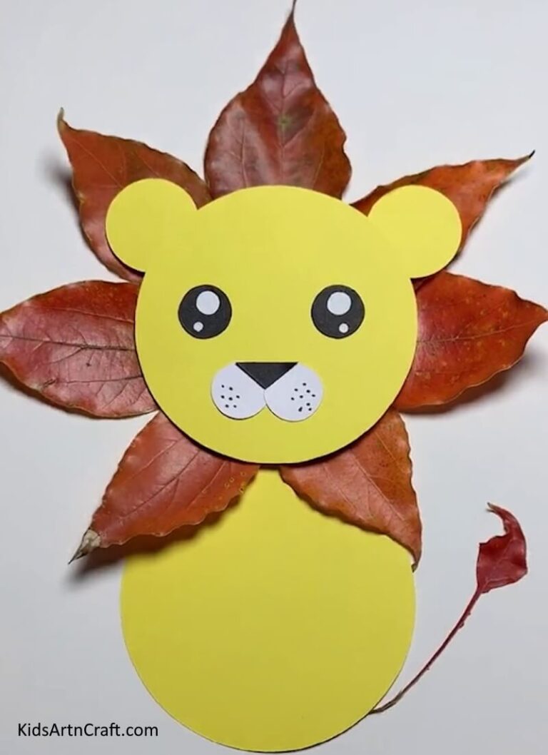DIY Lion Craft Using Fall Leaves easy tutorial for kids - Kids Art & Craft