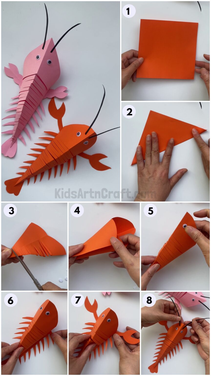 DIY Moving Paper Lobster Craft For Kids - Kids Art & Craft
