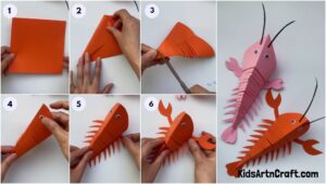 DIY Moving Paper Lobster Craft For Kids - Kids Art & Craft