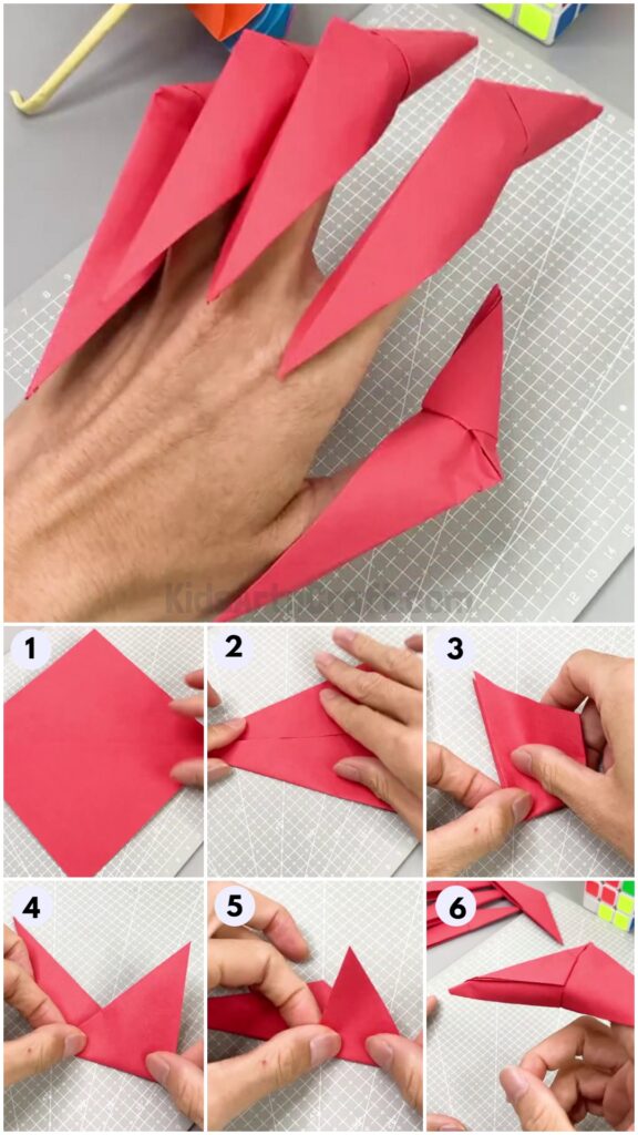 DIY Origami Paper Claws Easy Tutorial For Kids - Kids Art & Craft