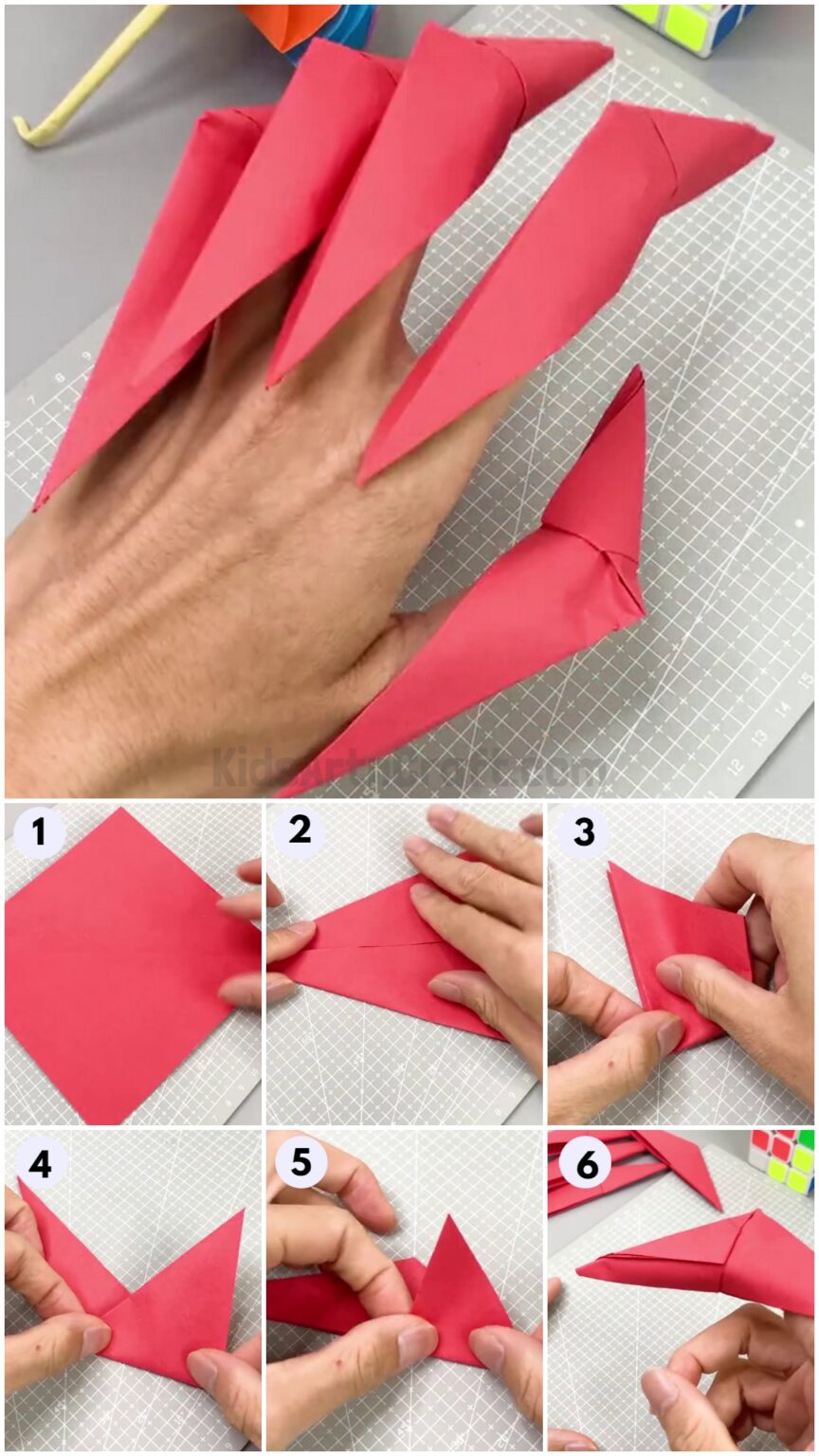 DIY Origami Paper Claws Easy Tutorial For Kids - Kids Art & Craft