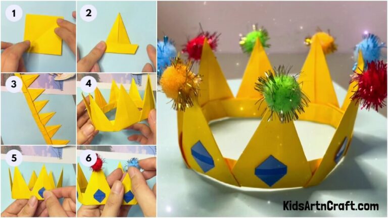 DIY Origami Paper Crown Easy Tutorial for kids - Kids Art & Craft