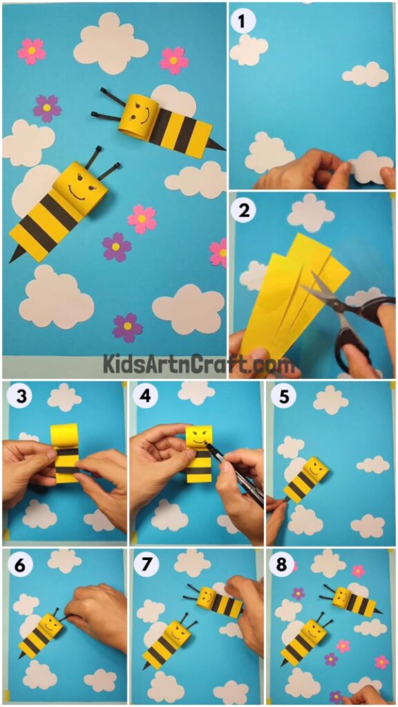 DIY Paper Bee Craft for Kids Step by Step Tutorial - Kids Art & Craft