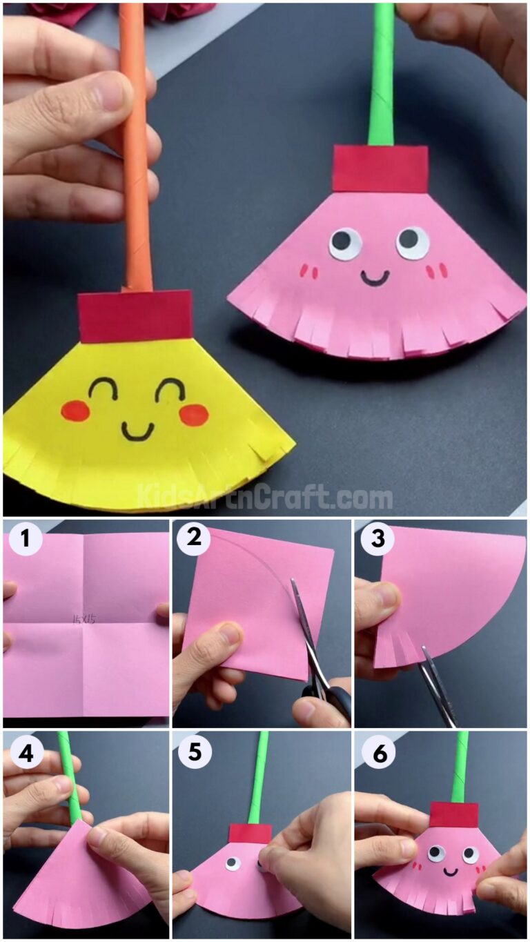 DIY Paper Broom Easy Craft Tutorial for Kids - Kids Art & Craft