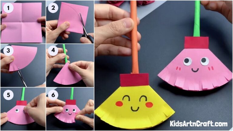 DIY Paper Broom Easy Craft Tutorial for Kids - Kids Art & Craft
