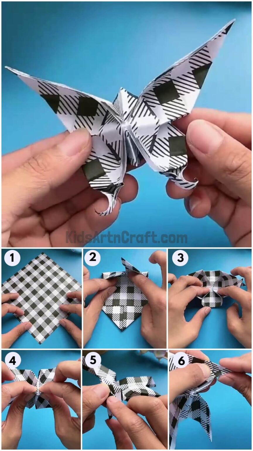 DIY Paper Butterfly Craft Step by Step tutorial for kids - Kids Art & Craft