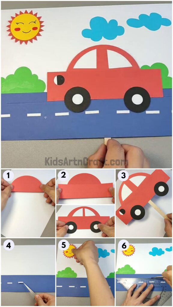 DIY Paper Car Scenery Craft tutorial for kids - Kids Art & Craft