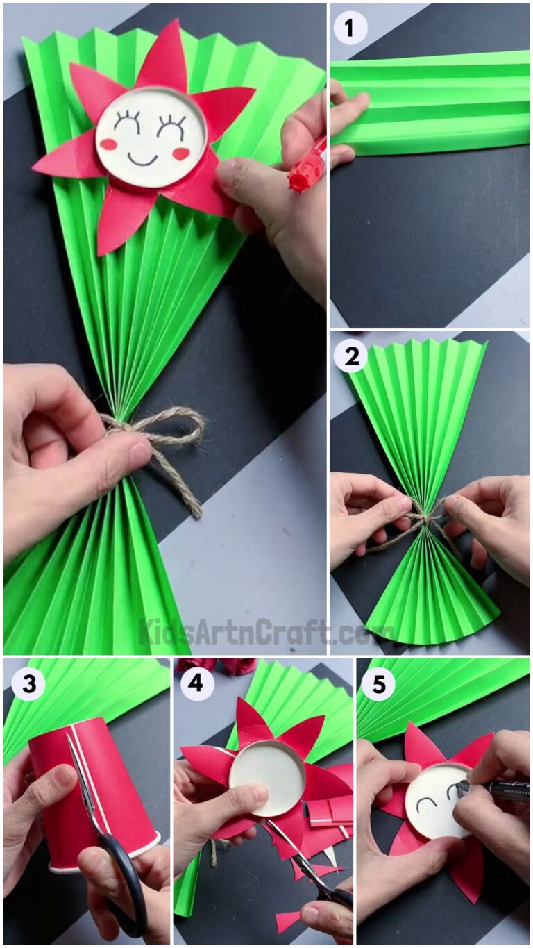 DIY Paper Flower Bouquet Craft for Kids - Kids Art & Craft