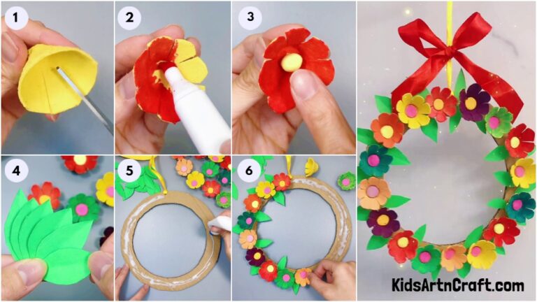 DIY Egg Carton & Paper Flower Wreath Craft For Home Decor - Kids Art ...
