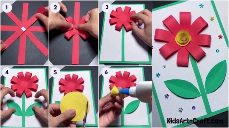 DIY Paper Strips Flower Craft Step by Step Tutorial - Kids Art & Craft
