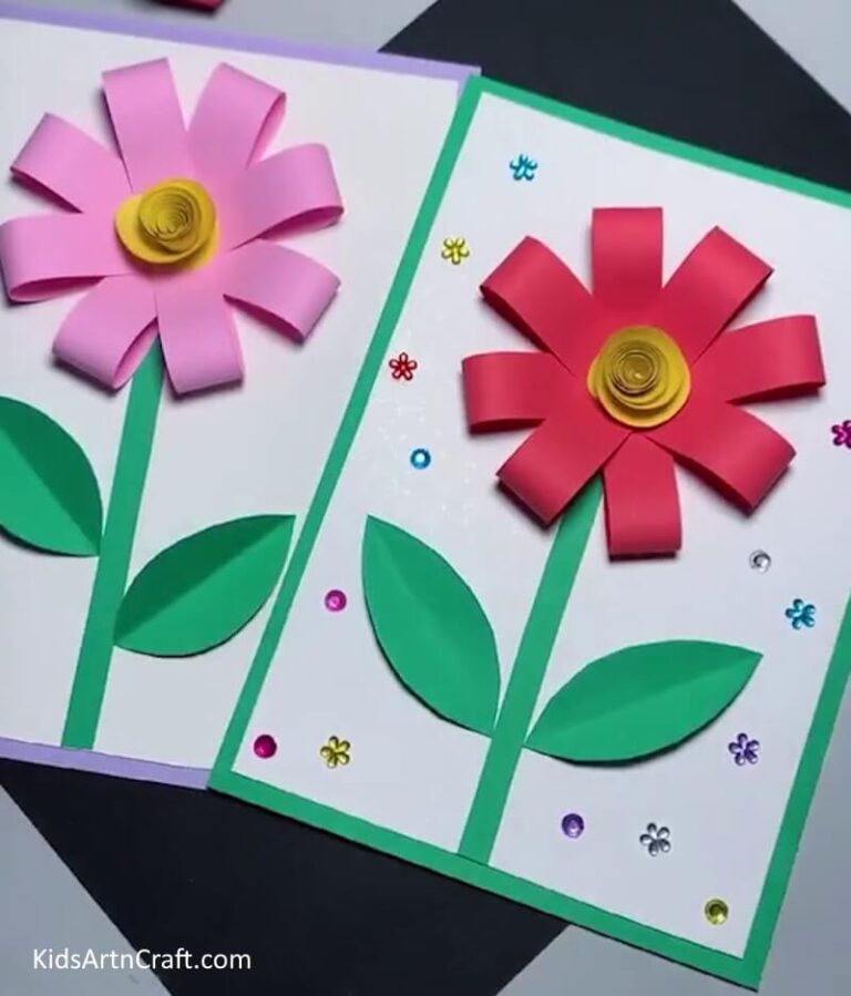 DIY Paper Strips Flower Craft Step by Step Tutorial - Kids Art & Craft