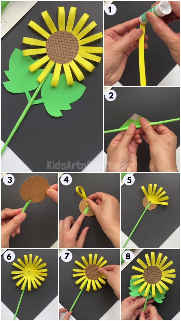 DIY paper Sunflower Easy craft For Kids - Kids Art & Craft