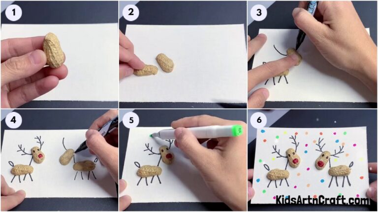 DIY peanut shell Reindeer craft For Kids - Kids Art & Craft