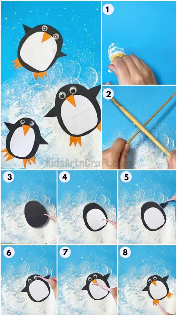 DIY Penguin Craft Step by Step tutorial for kids - Kids Art & Craft