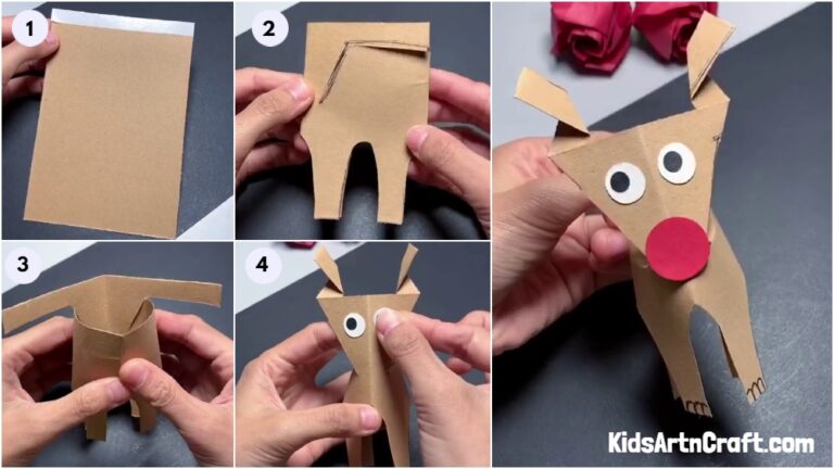 DIY Cardboard Roll Reindeer Puppet Craft For Christmas - Kids Art & Craft