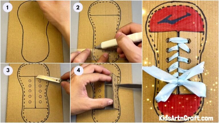 DIY Shoe lacing Craft Step by Step tutorial for kids - Kids Art & Craft