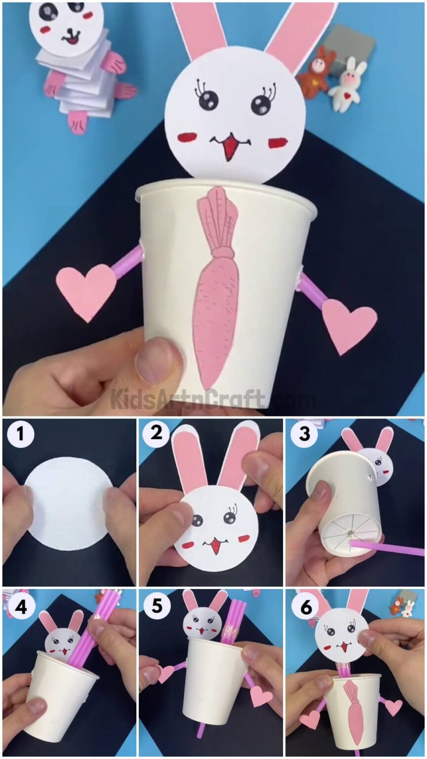 DIY Straw and Paper Cup Bunny Toy Craft Tutorial For Kids - Kids Art ...