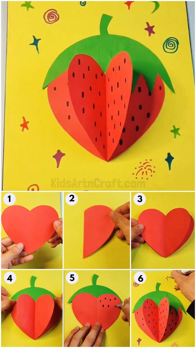 DIY Strawberry Craft Step-by-step Tutorial For Beginners - Kids Art & Craft