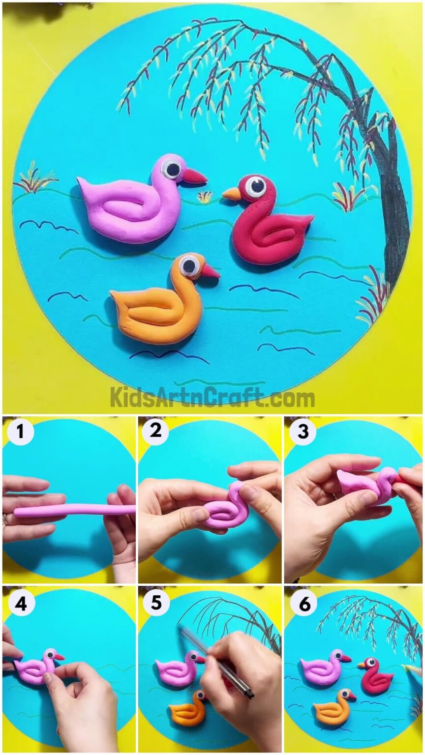 Ducks In Pond Craft Using Clay Cool Craft For Kids - Kids Art & Craft