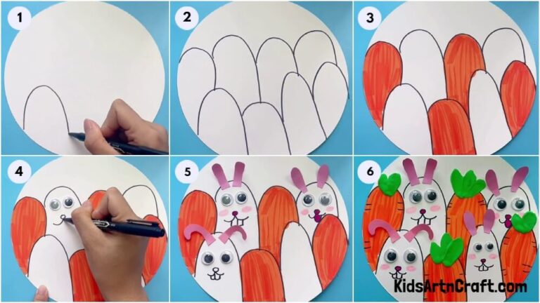 Easy Bunny & Carrot drawing Idea for kids - Kids Art & Craft