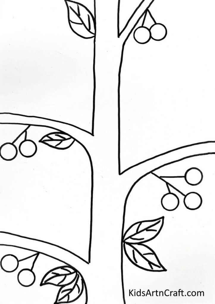 Easy Drawing of Birds on a Cherry Tree - Kids Art & Craft