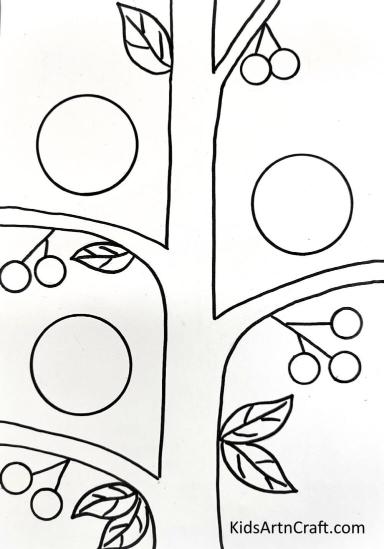 Easy Drawing of Birds on a Cherry Tree - Kids Art & Craft