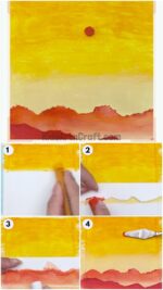 Easy Dusk Scenery Painting Step-by-step Tutorial For Kids - Kids Art ...