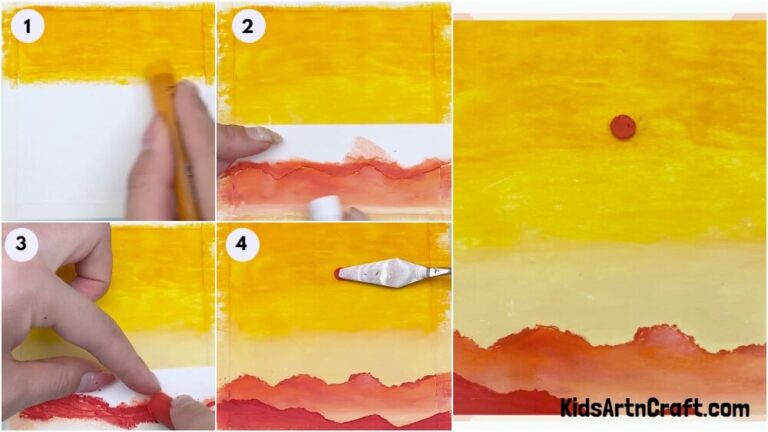 Easy Dusk Scenery Painting Step-by-step Tutorial For Kids - Kids Art ...