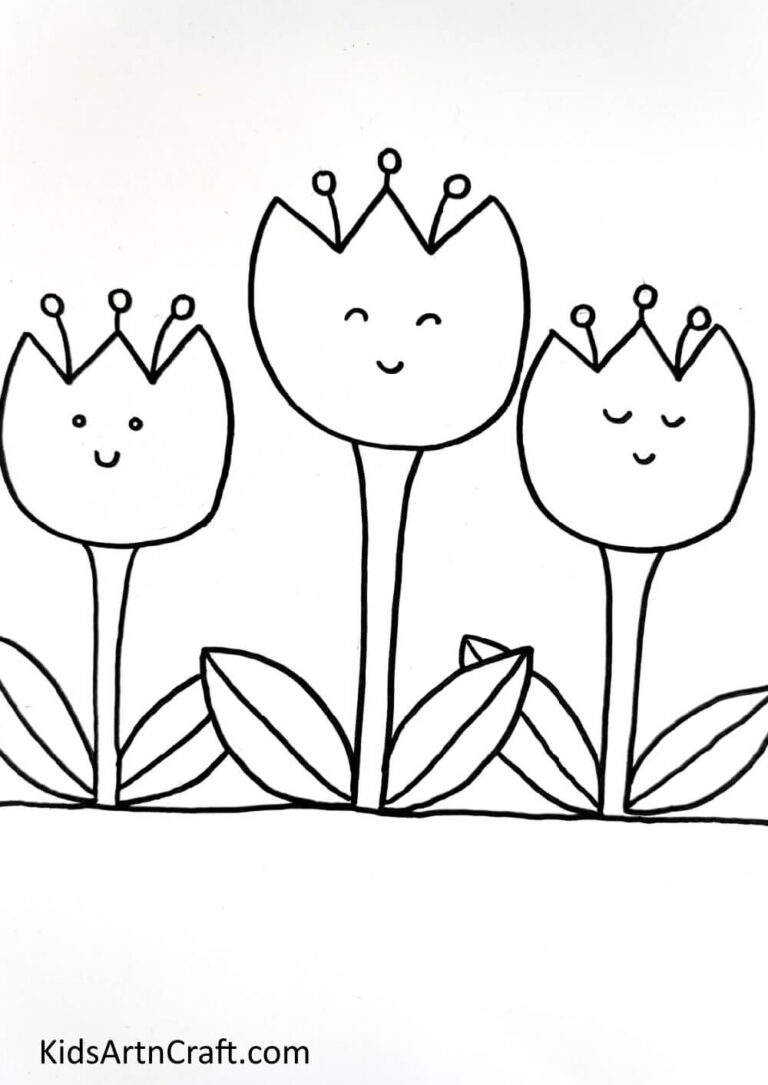 Easy Tulip Flower Painting Tutorial For Kids - Kids Art & Craft