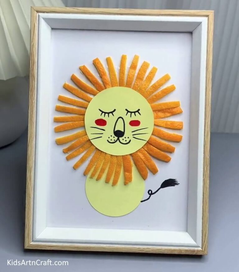 Easy Lion Craft From orange peel for kids - Kids Art & Craft