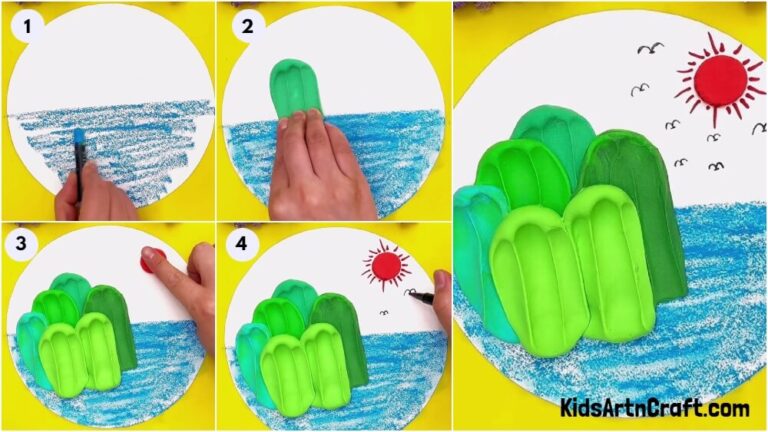 Easy Mountains In Sea Scenery Art-Craft Ideas For Kids - Kids Art & Craft