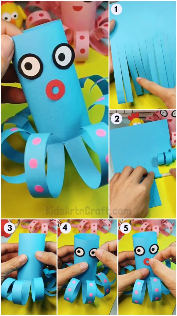 Easy Octopus Paper Craft Step-by-Step Tutorial For Kids - Kids Art & Craft