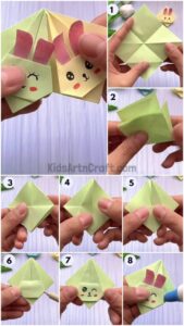 Easy Origami Rabbit Face Craft tutorial for kids - Kids Art & Craft