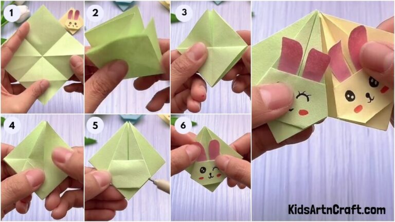 Easy Origami Rabbit Face Craft tutorial for kids - Kids Art & Craft