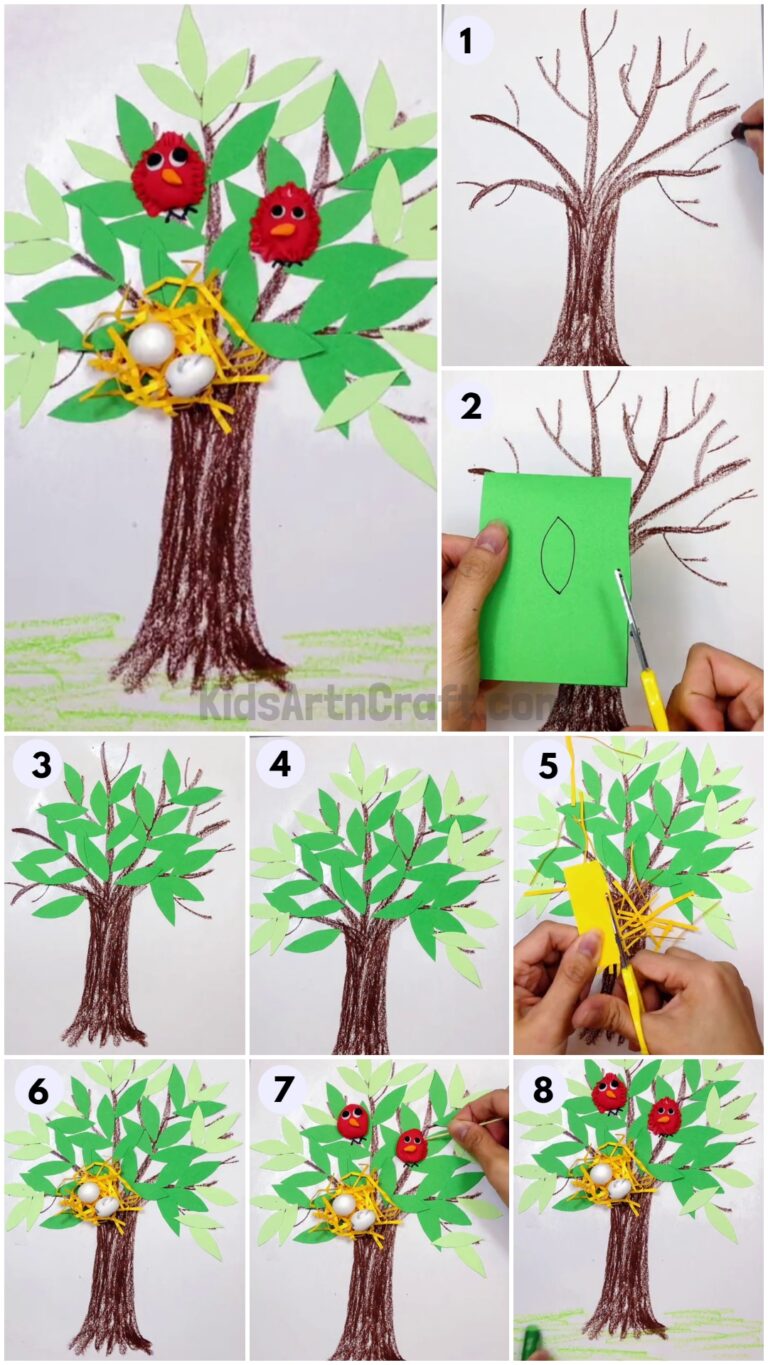 Easy Paper Craft Tree with Bird Nest for Kids - Kids Art & Craft