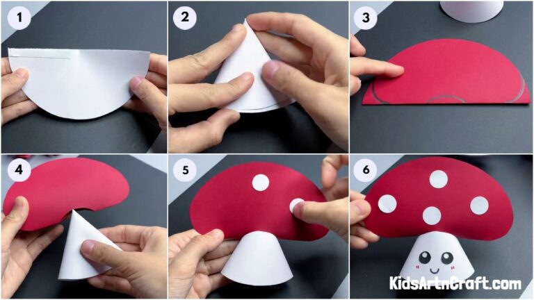 Easy Paper Mushroom Craft Step-by-Step Tutorial for Kids - Kids Art & Craft