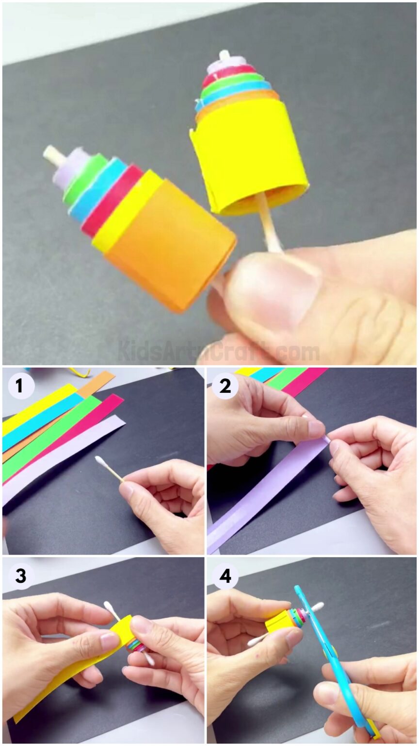 Easy Paper Spinning Top Toy Craft for Kids - Kids Art & Craft