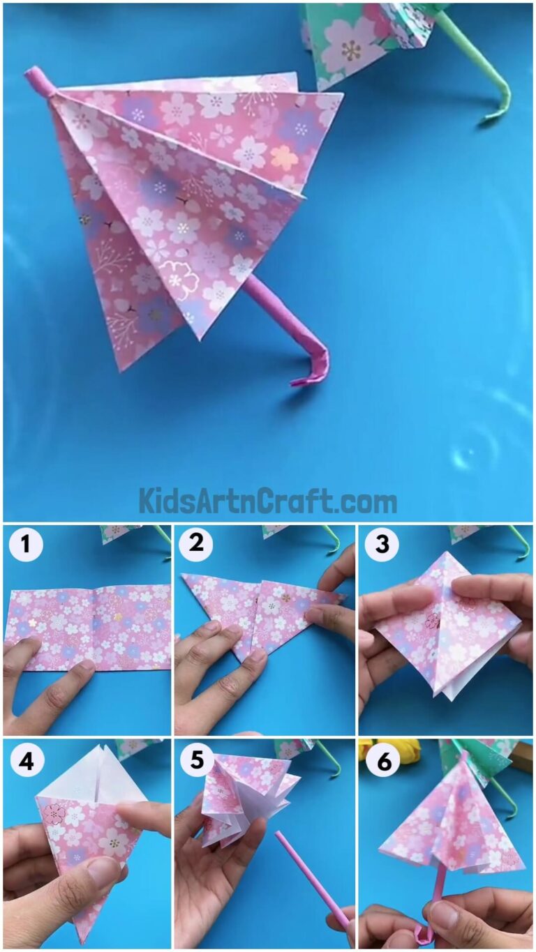 How to Make Paper Umbrella Craft for Kids Tutorial - Kids Art & Craft