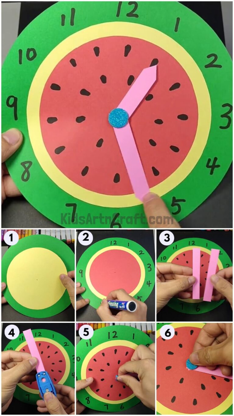 Easy Paper Watermelon Clock Craft For Kids - Kids Art & Craft
