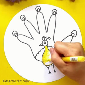 Easy Peacock Drawing From Hand Outline Artwork Tutorial For Kids - Kids ...