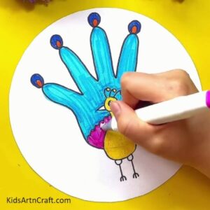 Easy Peacock Drawing From Hand Outline Artwork Tutorial For Kids - Kids ...