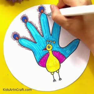 Easy Peacock Drawing From Hand Outline Artwork Tutorial For Kids - Kids ...