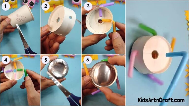 Easy Spinning Toy From Paper Cup And Straws For Kids - Kids Art & Craft