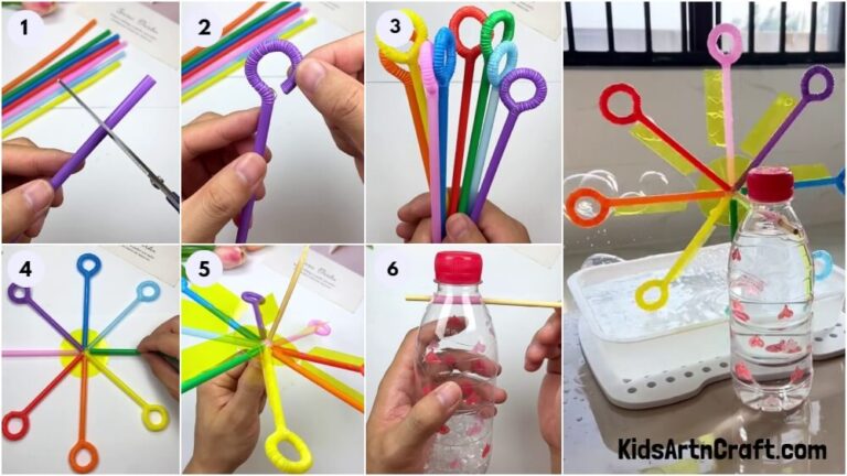 Easy Straw Bubble Blower DIY craft Tutorial For Kids - Kids Art & Craft