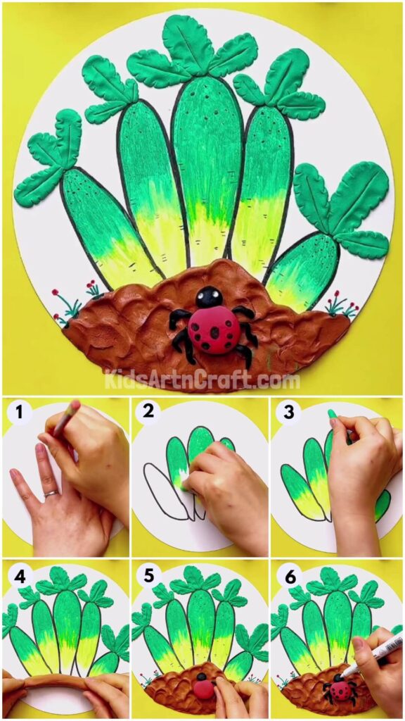 Easy to Make Cactus Desert Artwork Craft Using Clay - Kids Art & Craft